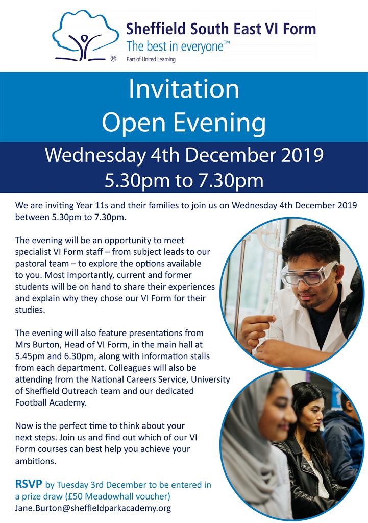 VI Form Open Evening - Sheffield Park Academy