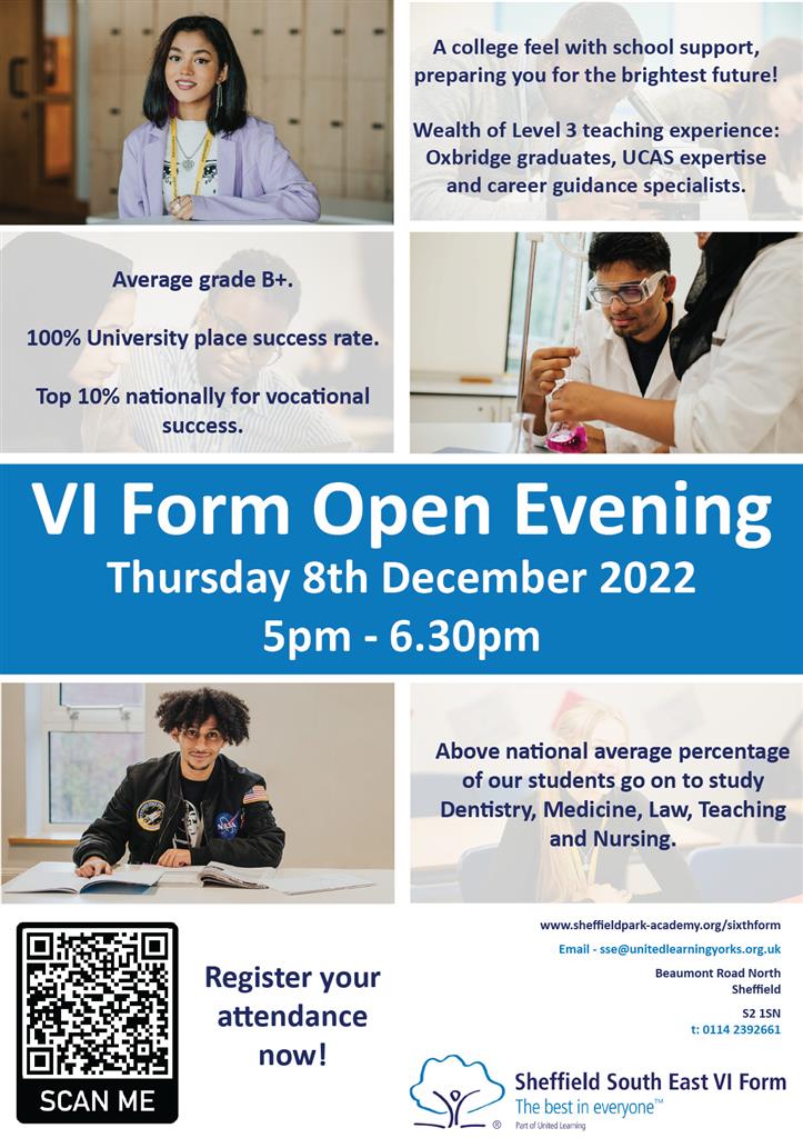 Sheffield South East VI Form - Open Evening - Sheffield Park Academy